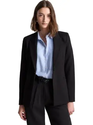 Quince Ultra-stretch Ponte Single-breasted Blazer - Black