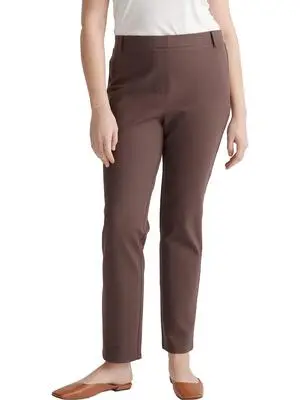Quince Ultra-Stretch Ponte Straight Leg Pants Petite Dark Brown