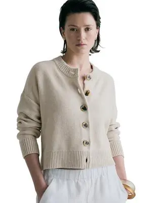 QUINCE Organic Cotton Button-Front Cardigan