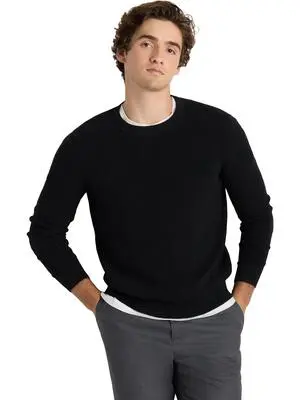Quince Cashmere Waffle Crewneck Sweater - Black