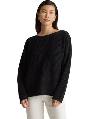 Quince Organic Cotton Fisherman Boatneck Sweater - Black