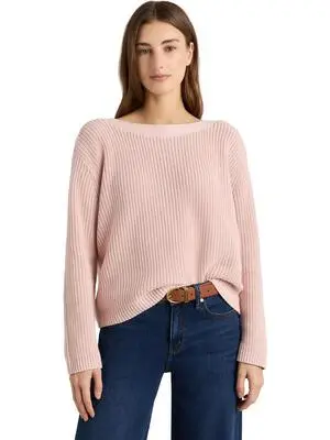Quince Organic Cotton Fisherman Boatneck Sweater - Shell Pink