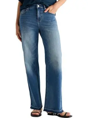 Quince Quince Bella Stretch Wide Leg Jeans Vintage Blue Released Hem