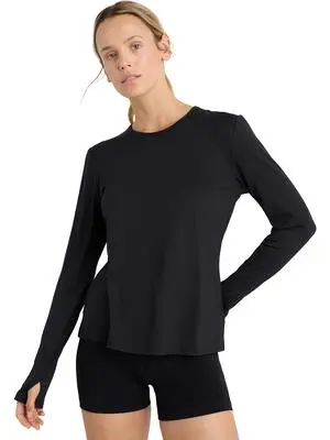 Quince Flowknit Breeze Long Sleeve Top - True Black