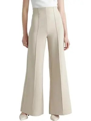 Quince Ultra-stretch Ponte Super Wide Leg Pants - Ecru