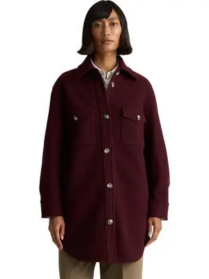 Quince 100% Merino Wool Long Shirt Jacket Mulled Wine