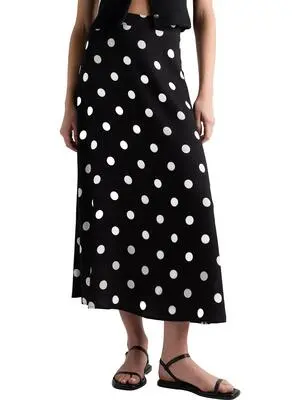 Quince Lightweight Crepe Slip Skirt Large Dot