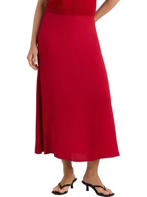 Quince Lightweight Crepe Slip Midi Skirt - Ruby Red