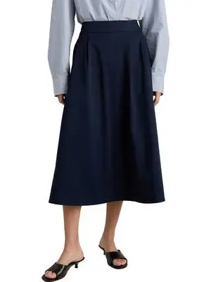 QUINCE Sateen A-Line Midi Skirt