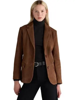 Quince 100% Suede Blazer Java Brown