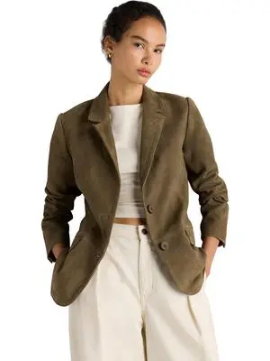 Quince 100% Suede Blazer Willow Green