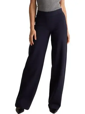 Quince Ultra-stretch Ponte Wide Leg Trousers - Navy