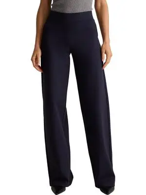 Quince Ultra-stretch Ponte Wide Leg Trousers - Navy