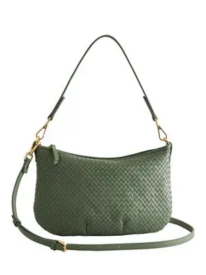Quince Italian Handwoven Leather Mini Shoulder Bag - Sage