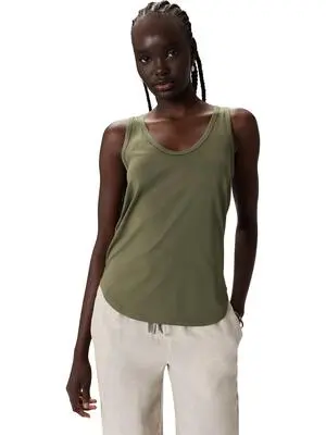 Quince Cotton Modal Double Scoop Neck Tank Top Dark Olive