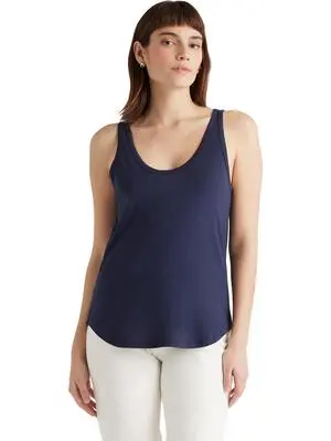 QUINCE QUINCE Cotton Modal Double Scoop Neck Tank Top