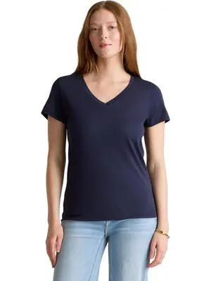 Quince Quince Cotton Modal V-Neck T-Shirt Navy