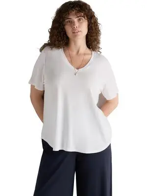 Quince Cotton Modal V Neck T-shirt - White
