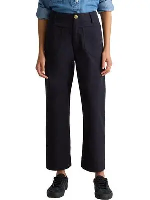 Quince Organic Stretch Cotton Chino Cropped Wide Leg Pants - Black