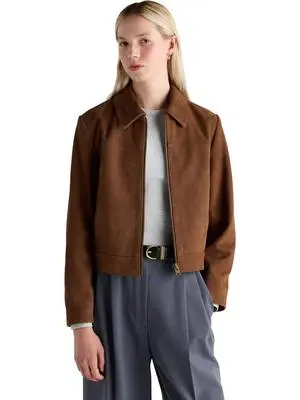 Quince Suede Cropped Jacket - Java Brown