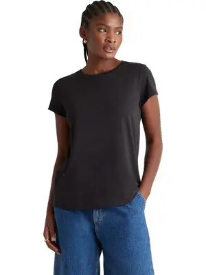 Quince Quince Cotton Modal Crewneck Swing T-Shirt Black
