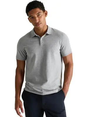 Quince Pique Polo - Heather Grey