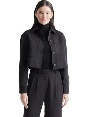 Quince Stretch Crepe Cropped Jacket Black
