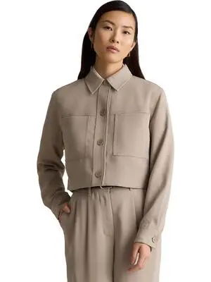 Quince Stretch Crepe Cropped Jacket Morel