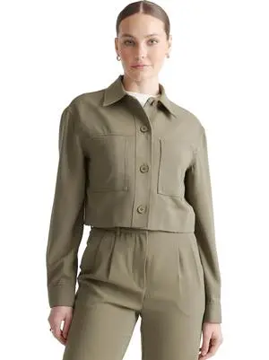 Quince Stretch Crepe Cropped Jacket Olive