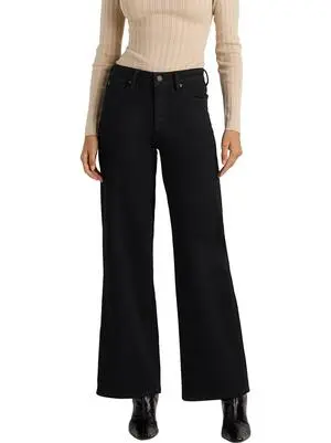 Quince Luna Stretch Wide Leg Jeans - Black