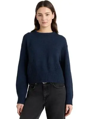 Quince Yak Wool Pointelle Crew Neck Sweater - Starry Night Navy