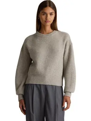 Quince Yak Wool Pointelle Crew Neck Sweater - Warm Heather Grey