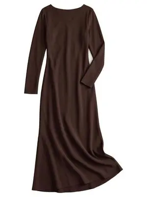 Quince QUINCE Washable Stretch Silk Maxi Dress Hot Fudge