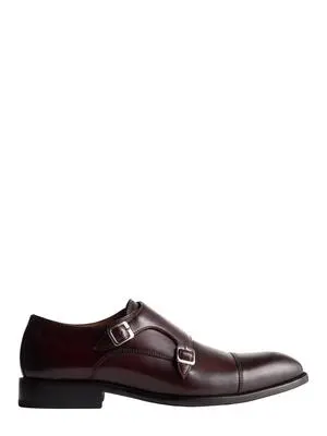 Quince Italian Leather Monk Strap Oxford Shoes - Oxblood