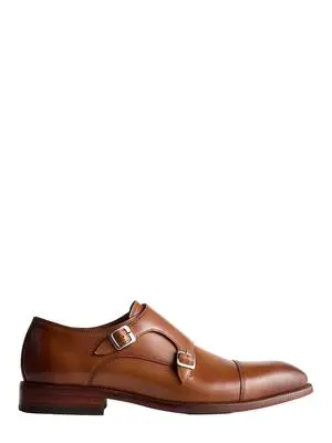 Quince Italian Leather Monk Strap Oxford Shoes - Tobacco