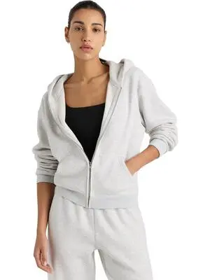 Quince Everyday Fleece Full-zip Hoodie - Light Heather Grey