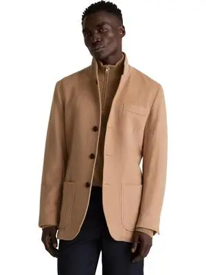 Quince Cashmere Stand Collar Blazer - Camel