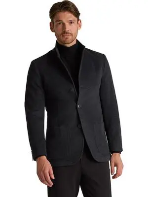 Quince Cashmere Stand Collar Blazer - Heather Graphite