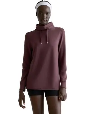 Quince Supersoft Fleece Mock Neck Pullover - Dried Fig