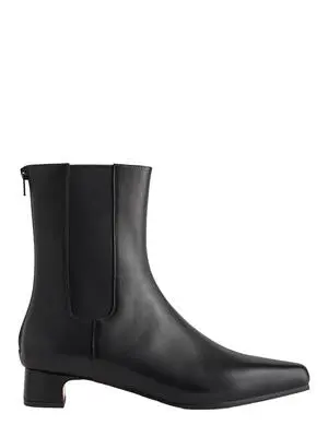 Quince Italian Leather Kitten Heel Ankle Boots Black