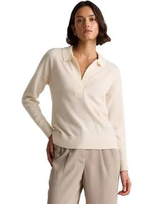 Quince Cashmere Polo Sweater Ivory