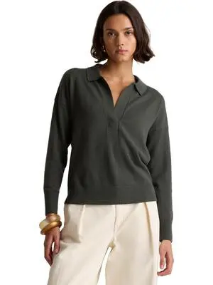 Quince Mongolian Cashmere Polo Sweater Moss