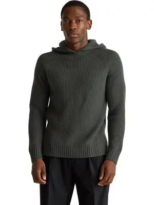 Quince Mongolian Cashmere Fisherman Pullover Hoodie - Moss