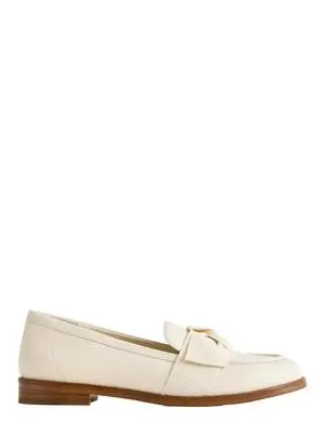 Quince Italian Leather Bow Penny Loafer - Bone