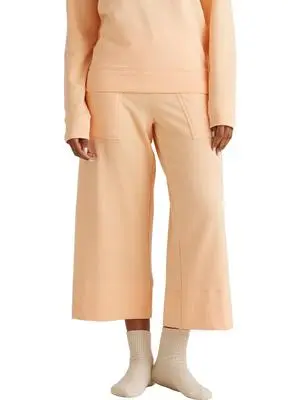 Quince Supersoft Fleece Cropped Wide Leg Pants - Sunset Orange