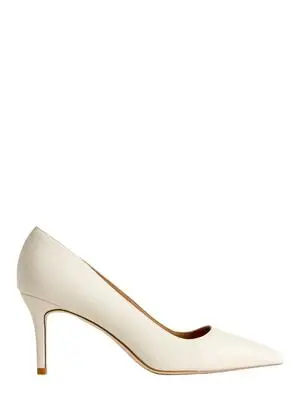 Quince Italian Leather Pointy Toe Pump - Bone