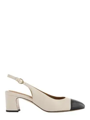 Quince Italian Leather 65mm Cap Toe Slingback Bone