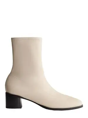 Quince Italian Leather Stretch Sock Bootie - Bone