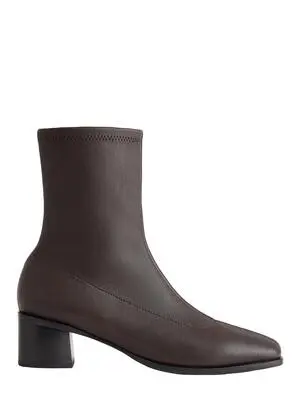 Quince Italian Leather Stretch Sock Bootie - Coffee Bean