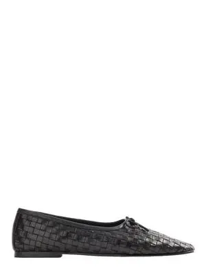 Quince Italian Leather Handwoven Ballet Flat - Black